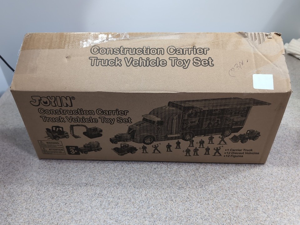 JOYIN Construction Carrier Truck Vehicle Toy 1 Carrier 12 Vehicles 12 ...