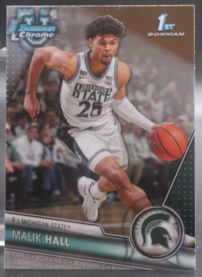 Malik Hall (Michigan State Spartans/RC) 2023-2024 Bowman U. Chrome #55 ...