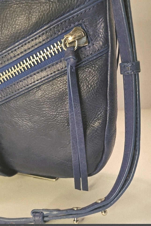Botkier Trigger Navy Blue Leather Crossbody Bag Large Moto Messenger ...