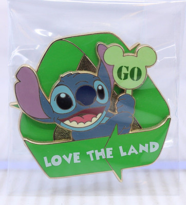 B5 Disney STITCH Love The Land Recycling Recycle Sign Green Mystery Pin ...