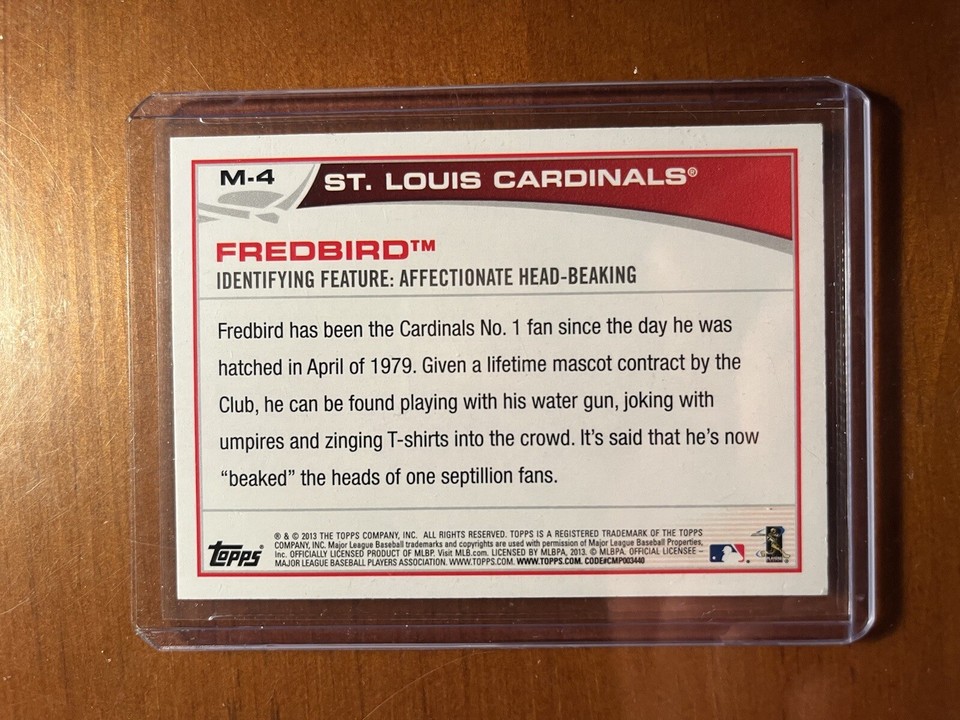 Fredbird St Louis Cardinals Mascot 2014 Topps Opening Day Baseball Card ...