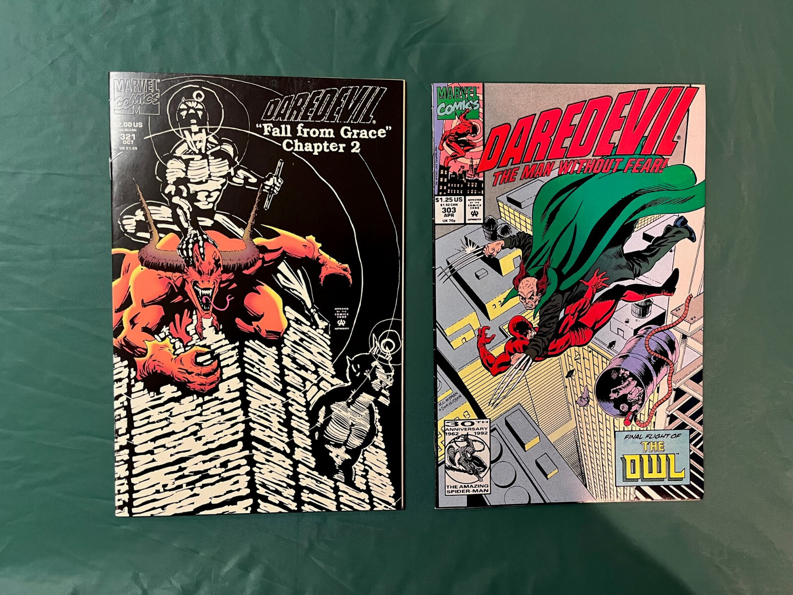 Daredevil Lot of 2 # 303 and 321 Glow in dark cover Marvel Comics VF/NM ...