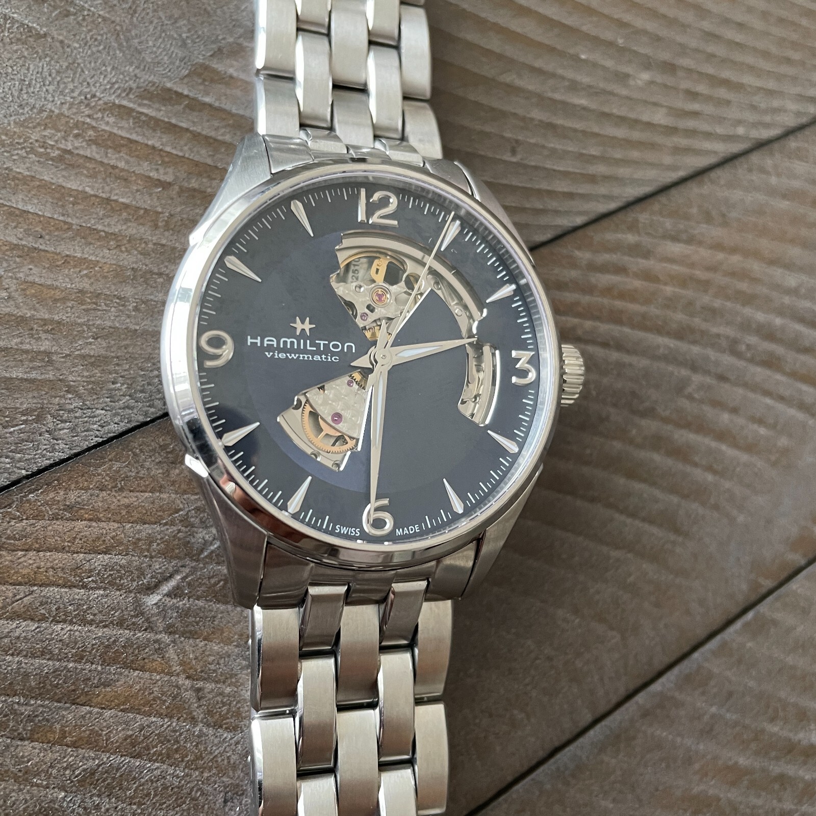 Hamilton Jazzmaster Blue Men's Watch with Silver Stainless Steel Band ...