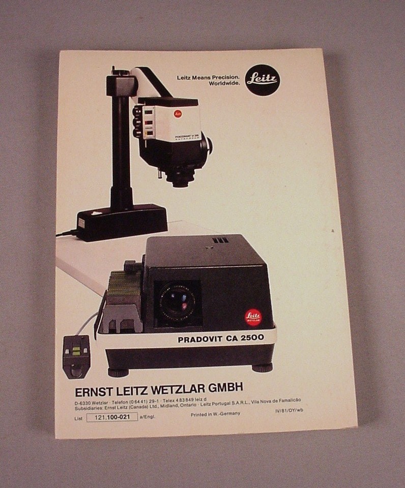 Leica Leitz Cameras Camera reference handbook guide manual April 1981 ...