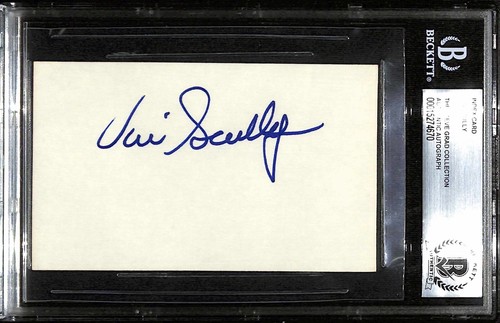 Vin Scully Signed 3x5 Index Card Legendary Dodgers Announcer BECKETT ...