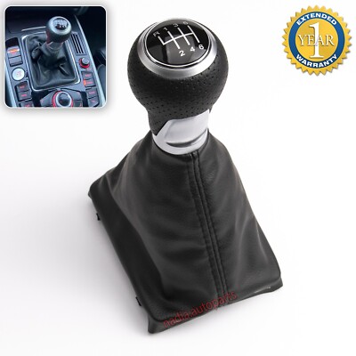 Gear Shift Lever Knob Boot For Audi A5 Q5 A4 B8 6 Speed Manual Stick ...