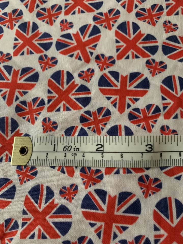 COTTON UNION JACK FABRIC KING CORONATION FLAG BUNTING 71cm x 112cm 3 ...