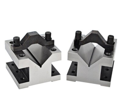 2x Precision "V" Blocks & Clamp Tool Gauge V-Blocks Set Workholding 105 ...