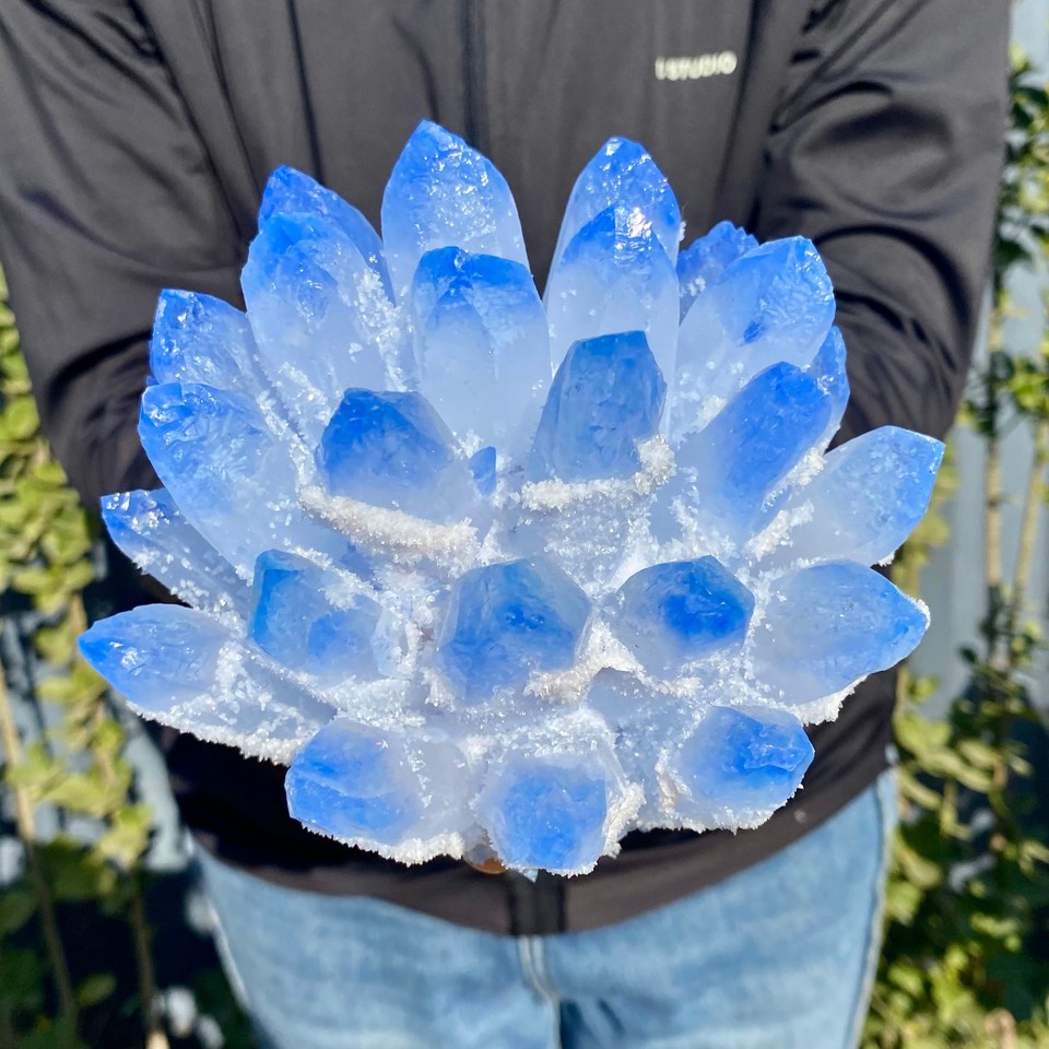 3.13LB New find blue Phantom Quartz Crystal Cluster mineral samples ...