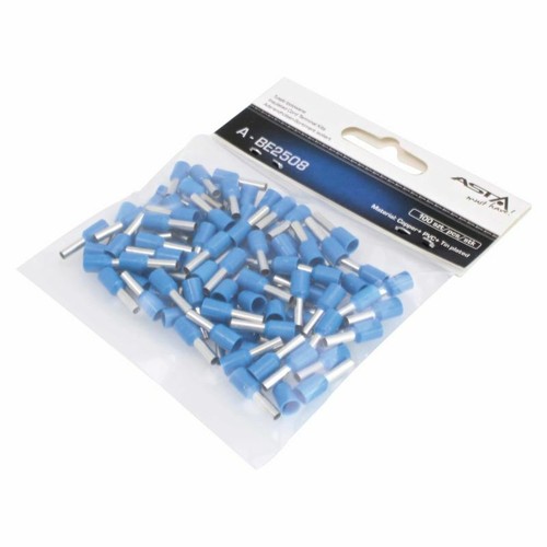 100pc Insulated Crimp Bootlace Ferrule Set Blue AWG 2.5mm² Wire Pin 8mm ...