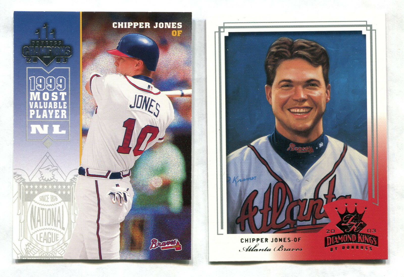 2003 Donruss Champions and Diamond Kings Chipper Jones Sample Card Lot ...