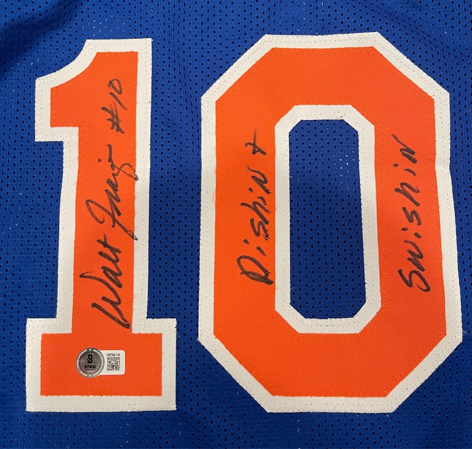 Walt Frazier Signed Knicks Custom Jersey w/ Dishin Swishin Beckett Wit ...