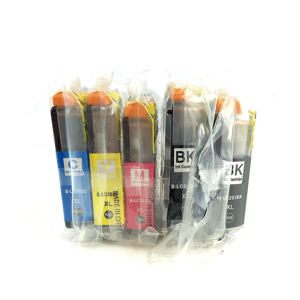 5Pack LC203BK LC203C LC203M LC203Y LC203CL XL High Yield Brother Ink ...