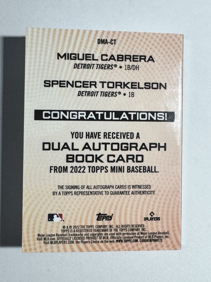2022 Topps Mini Digital Dual Auto Booklet - Miguel Cabrera/Spencer ...