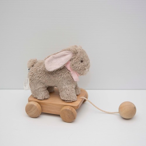 Pottery Barn Plush Bunny Rabbit Pull Along Wooden Toy | eBay Australia