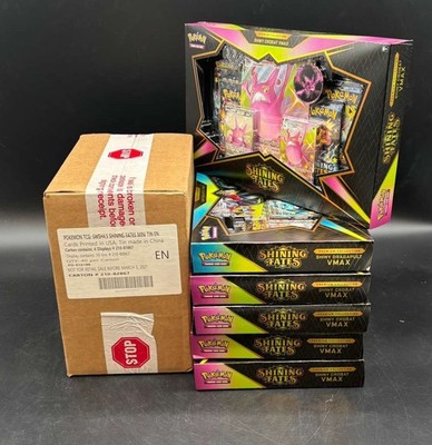 Pokemon Shining Fates Mini Tin Display Case w/ 6x Shining Fates Premium ...