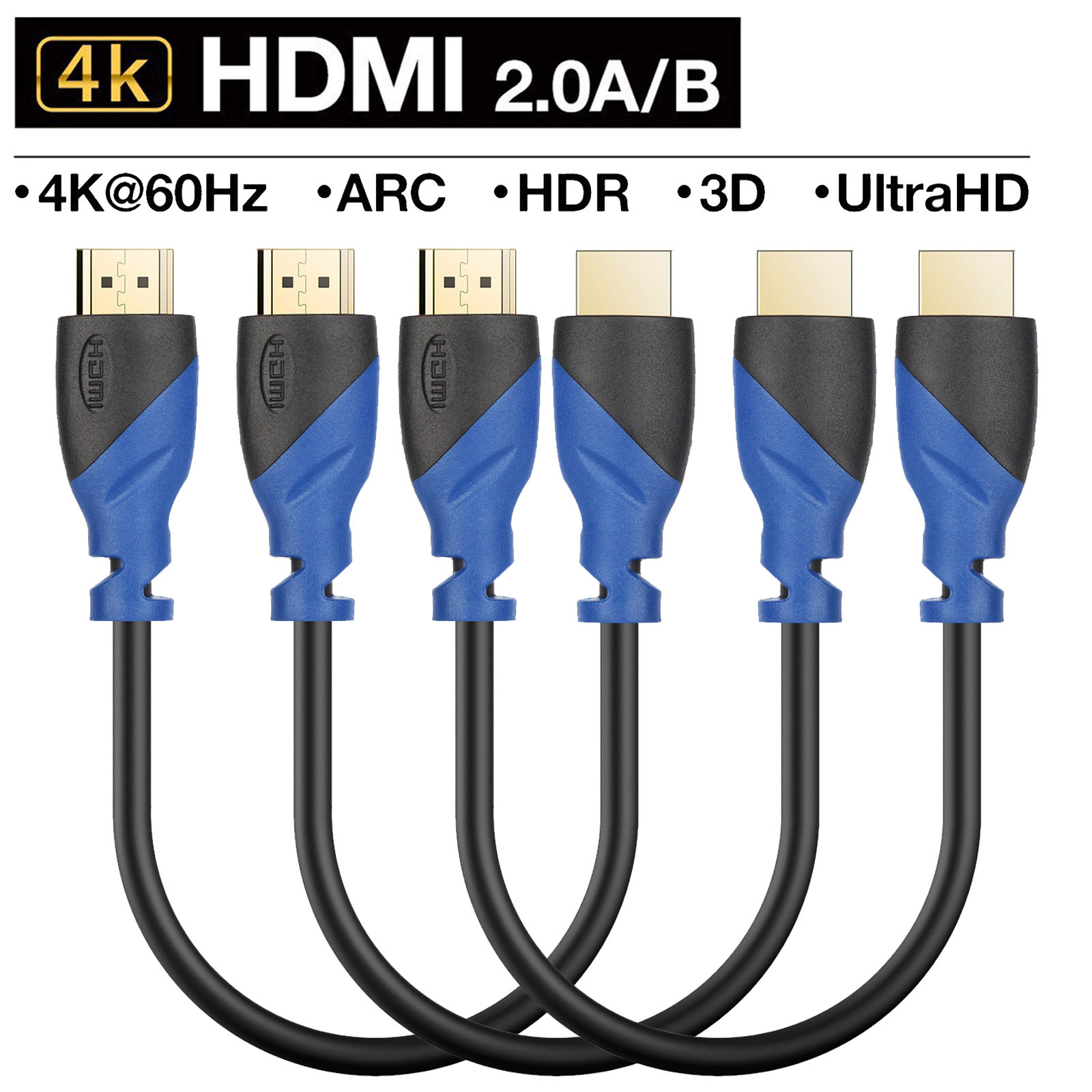 YELLOW-PRICE HDMI Cable 50cm (3 Pack) - HDMI 2.0 (4K @ 60Hz) 18Gbps ...