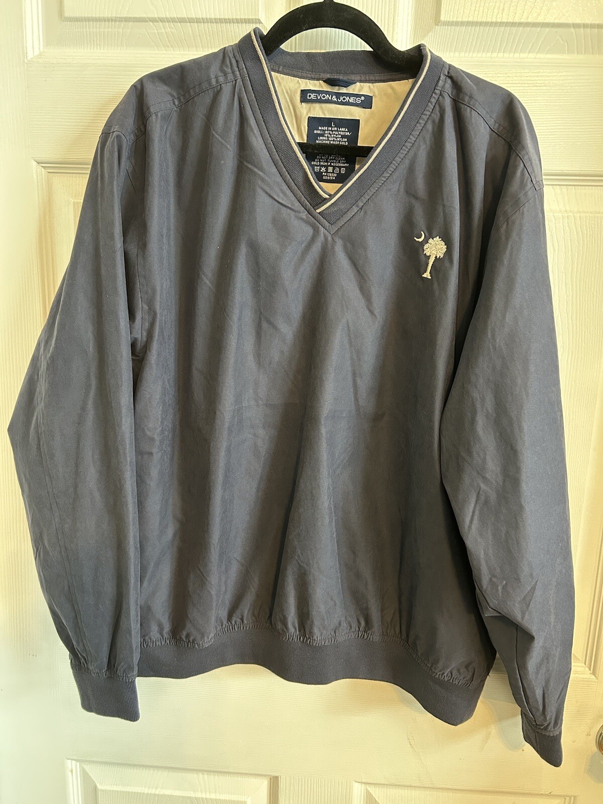 VINTAGE L DEVON & JONES NAVY WINDBREAKER V NECK PULLOVER SOUTH CAROLINA ...