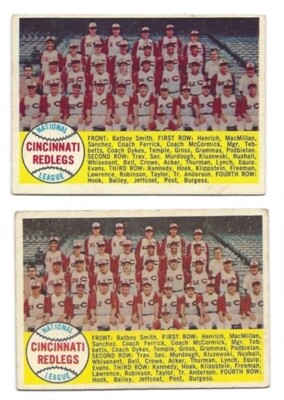1958 TOPPS BASEBALL REDLEGS TEAM CARDS (2) COMMON & SCARCE VARIATIONS ...