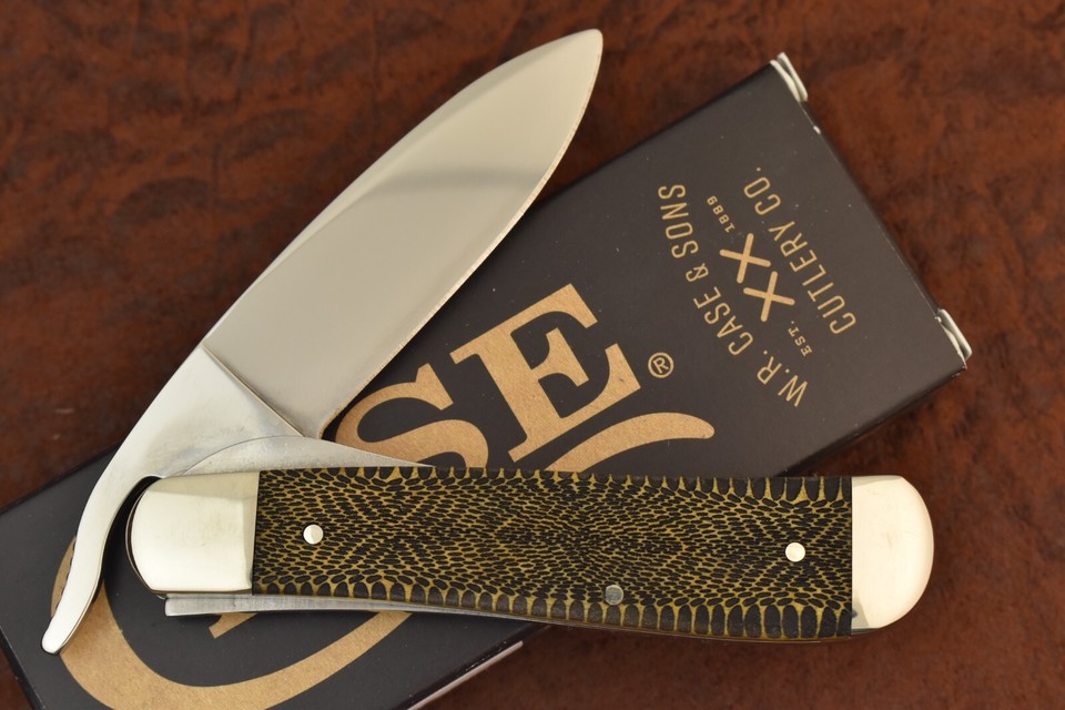 CASE XX USA SNAKE SKIN ETCH DROP POINT BULLET SHIELD BONE RUSSLOCK ...