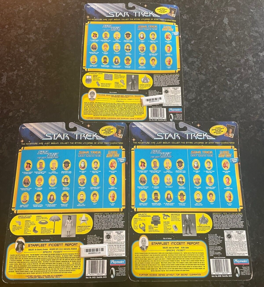 LOT OF 3 Star Trek CAPTAIN PICARD-BEVERLY CRUSHER-DR KATHERINE PULASKI ...