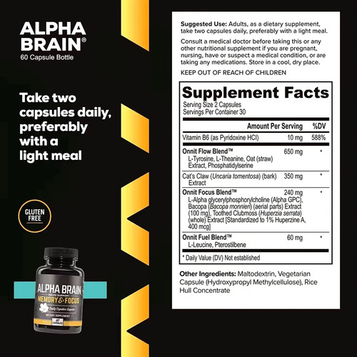 Alpha Brain Memory & Focus Daily Cognitive Support 60 CAPSULES | eBay