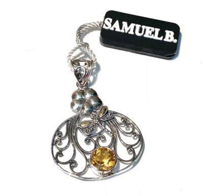 New Samuel B. Behnam Citrine & Sterling / 18k Yellow Gold Dragonfly ...