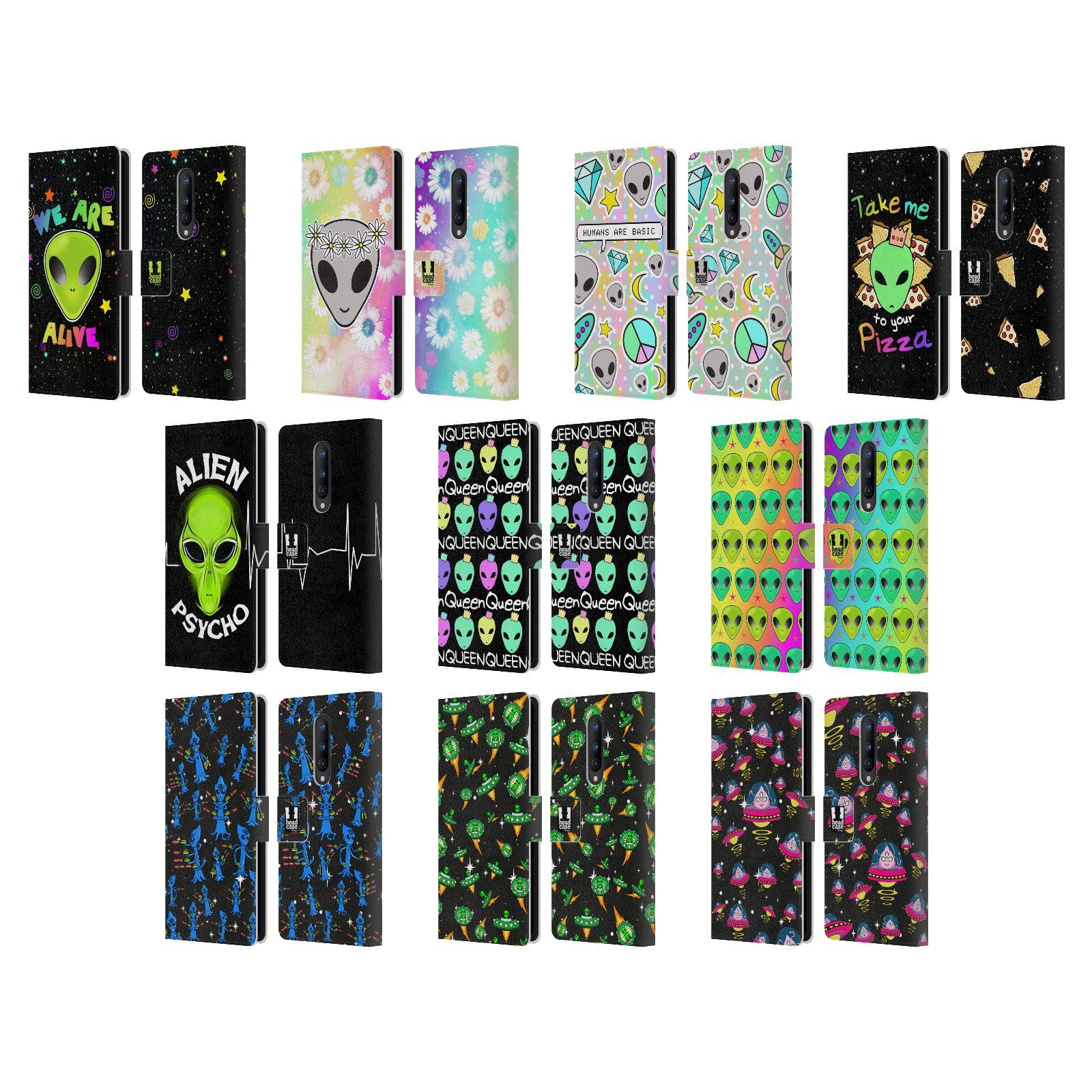 HEAD CASE DESIGNS ALIENS LEATHER BOOK WALLET CASE COVER FOR ONEPLUS ...