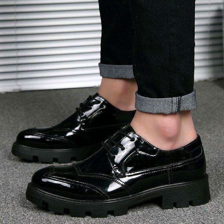 New Mens Creepers British Brogues Lace Up Patent Leather Casual Chic ...