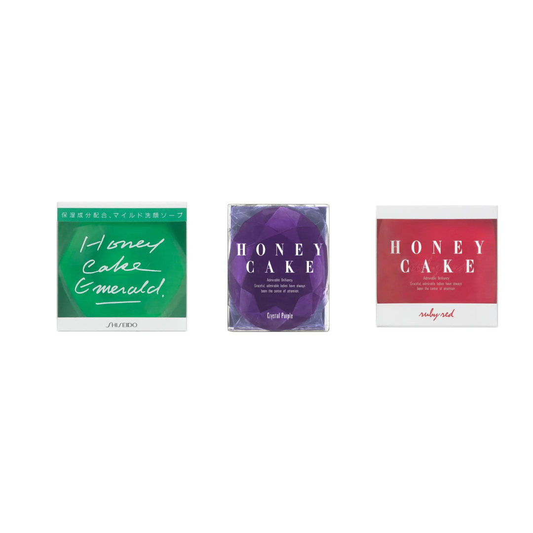 Shiseido HONEY CAKE Facial Wash Soap Set Emerald,Crystal Purple,Ruby ...