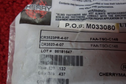 Universal Cherry CherryMAX Head Monel Blind Rivets PN CR3523-4-07 ...