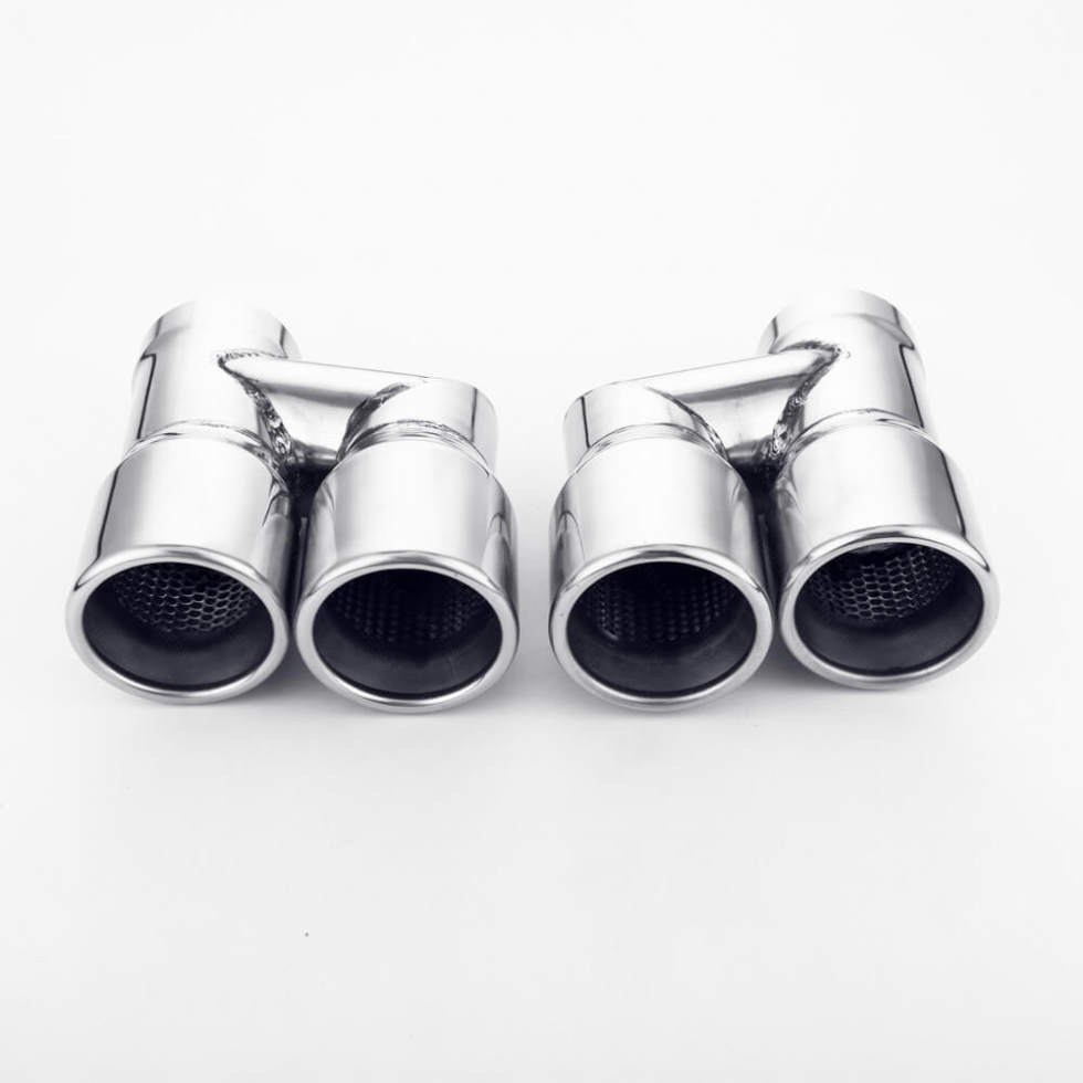 Pair Offset 2.5" Inlet Quad Resonated 3" Out Staggered Stainless ...