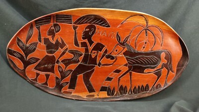 Vintage Hati Folk Art Hand Carved Wood Decor 21"X9" Two Sided | eBay