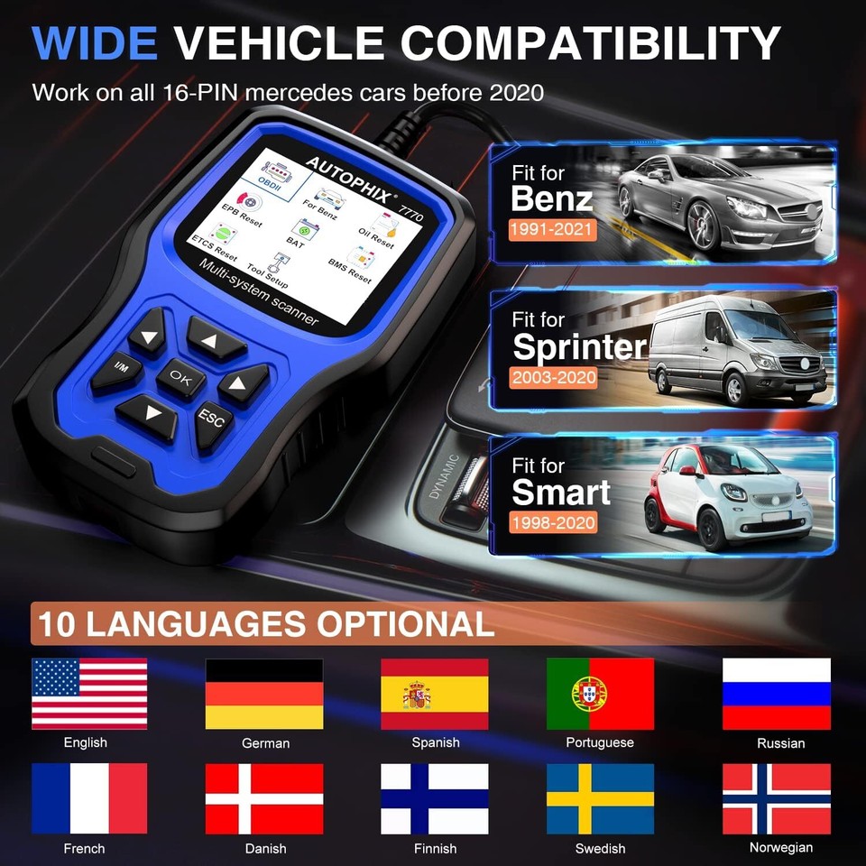 for Mercedes Benz All System Car OBD2 Scanner Diagnostic Scan Tool ABS ...