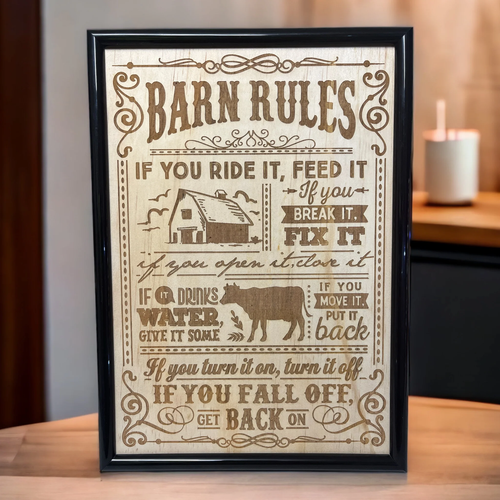 ‘Barn Rules’ Wood Engraved Home Decor Sign | eBay