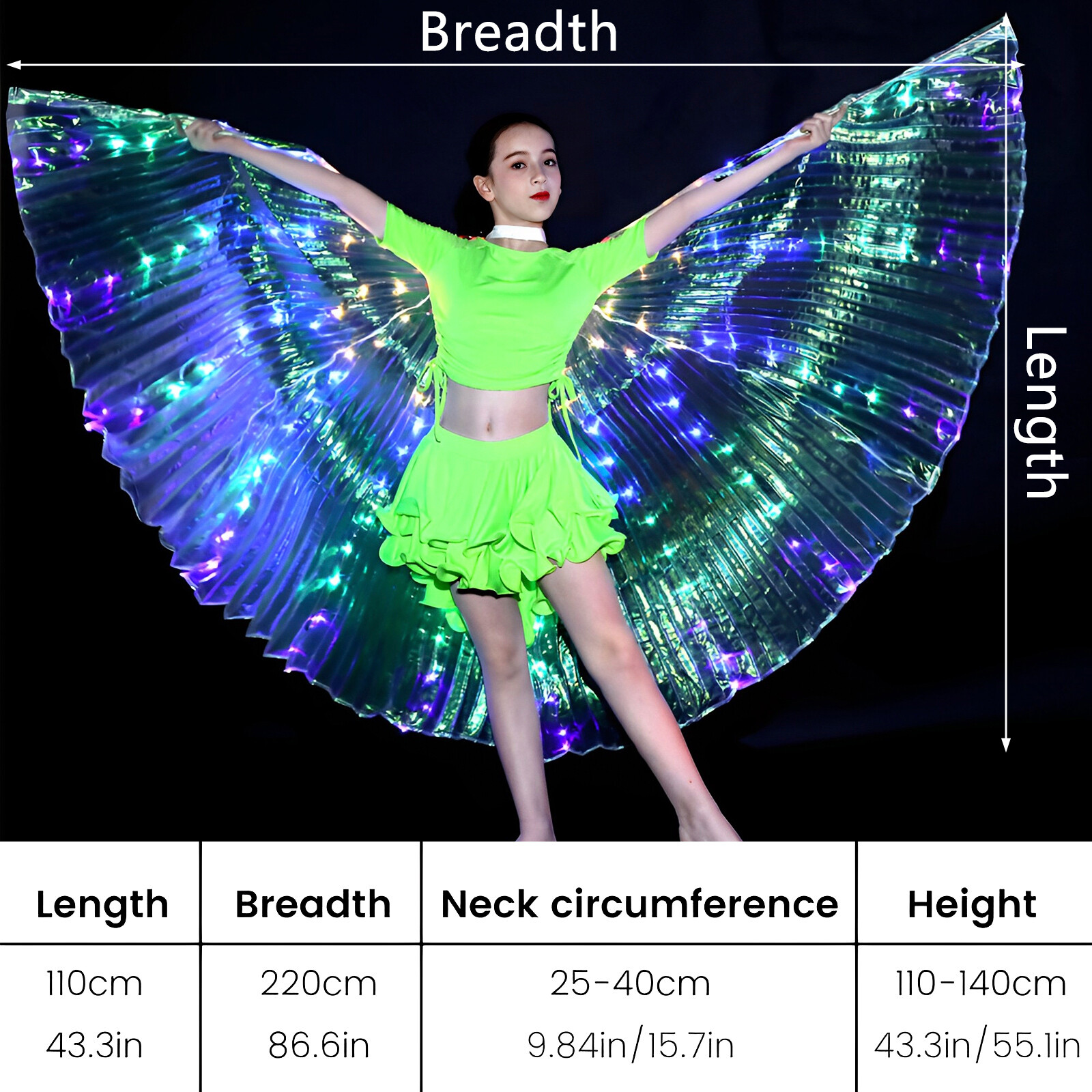 LED Angel Wings Light Up Butterfly Cape Colorful Butterfly Wings Belly ...