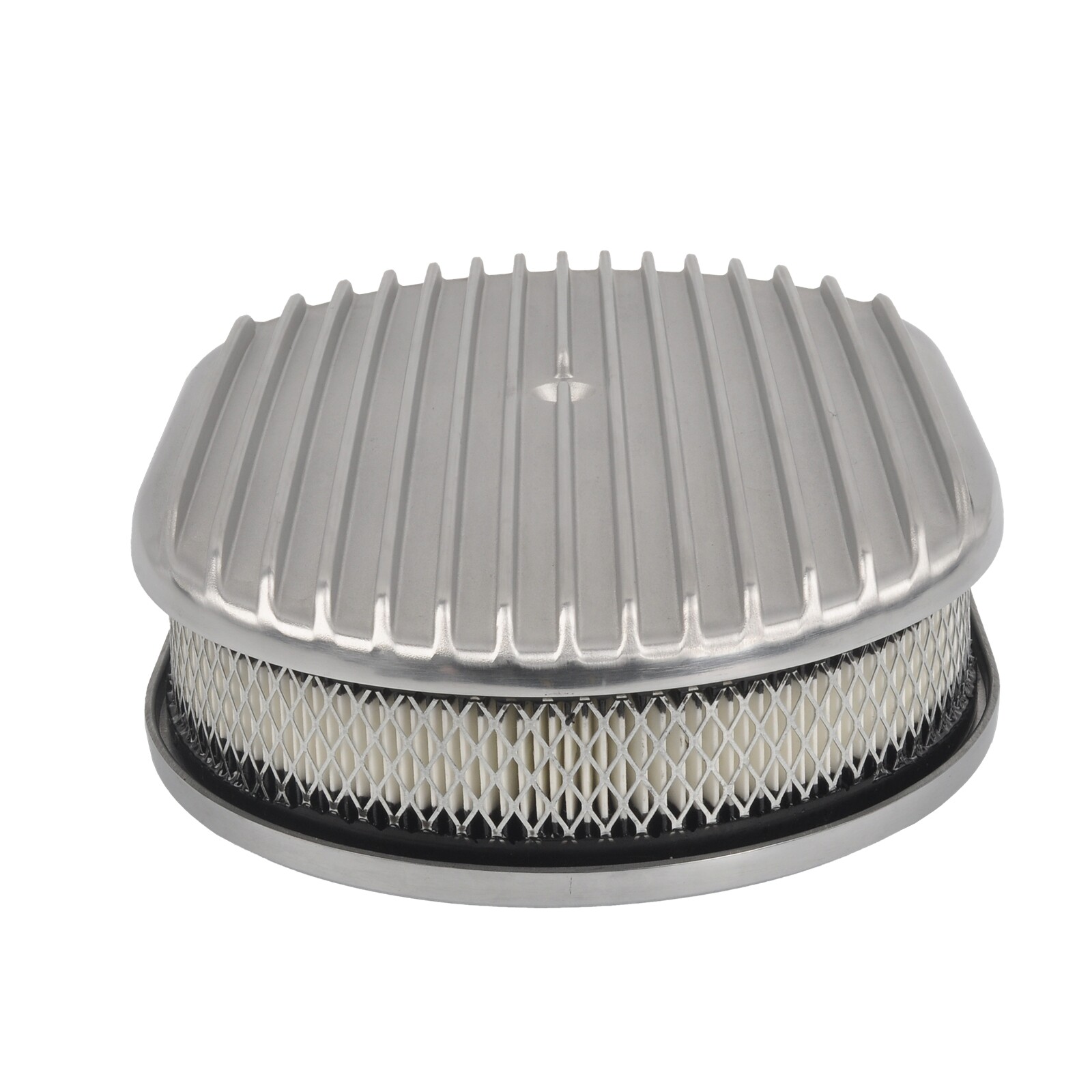12" Oval Fully Finned Polished Aluminum Air Cleaner For Chevy Ford ...