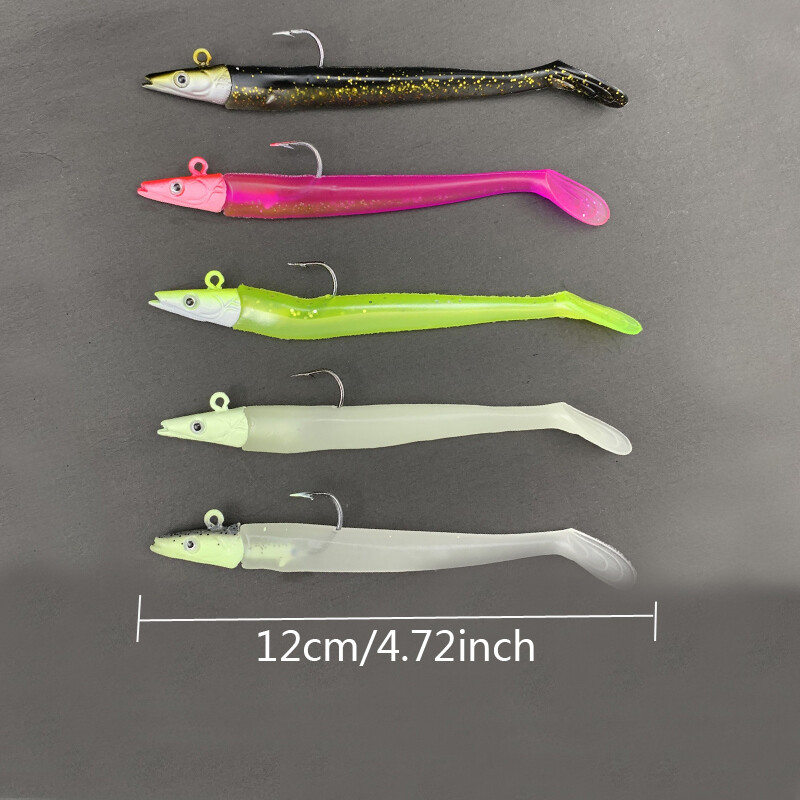 10pcs Saltwater Sandeel Lures for Bass Wrasse Cod Pollock Sea Fishing ...