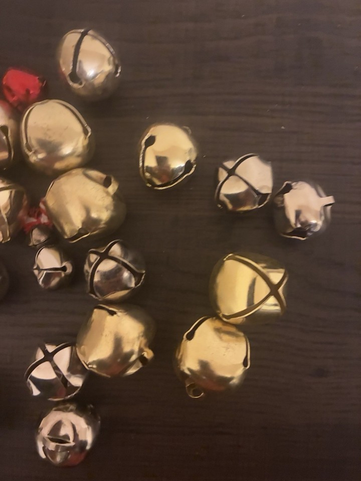 Mixed Lot Gold & Silver Christmas Jingle Bells Assorted Sizes Ornament ...