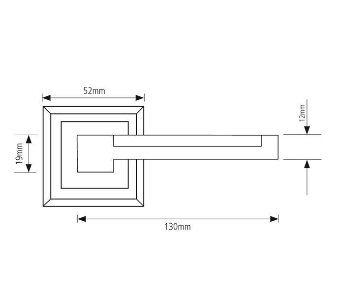 Square Internal Chrome Door Handles Set on Rose - Duo Polished & Satin ...