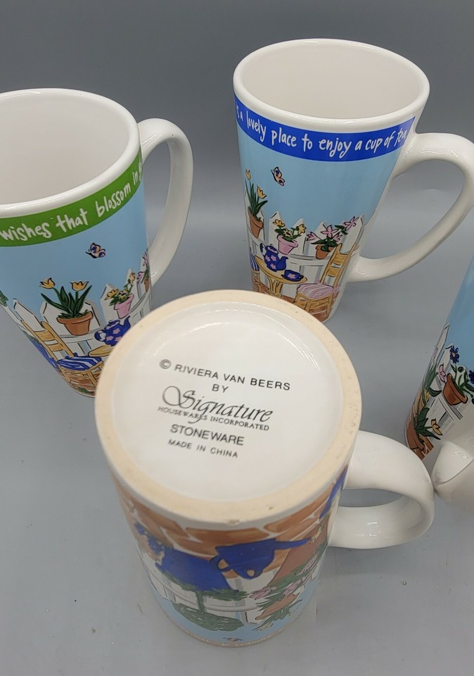 4 Signature Riviera Van Beers Coffee Cup Mug Floral Garden Plant ...