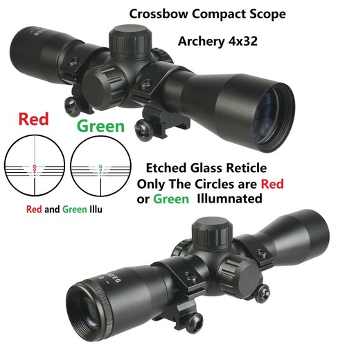 TWP Archery 4X32 Compact Crossbow Multi Range Reticle Scope Red and ...