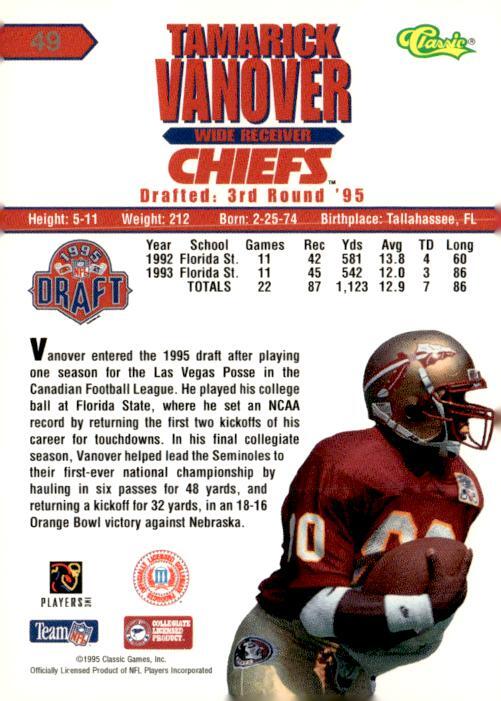 1995 Classic NFL Rookies #49 Tamarick Vanover | eBay