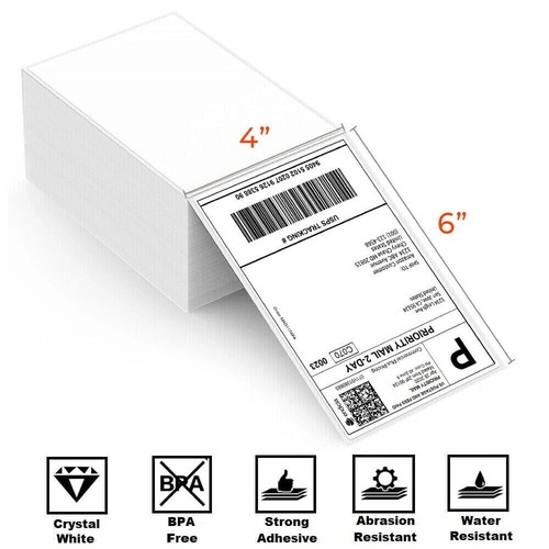 4"x6" Fanfold Direct Thermal Shipping Labels for Zebra 4 x 6 Rollo ...