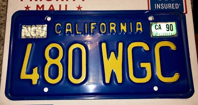 1970's CALIFORNIA LICENSE PLATE BLUE YELLOW Single Nice Prop | eBay