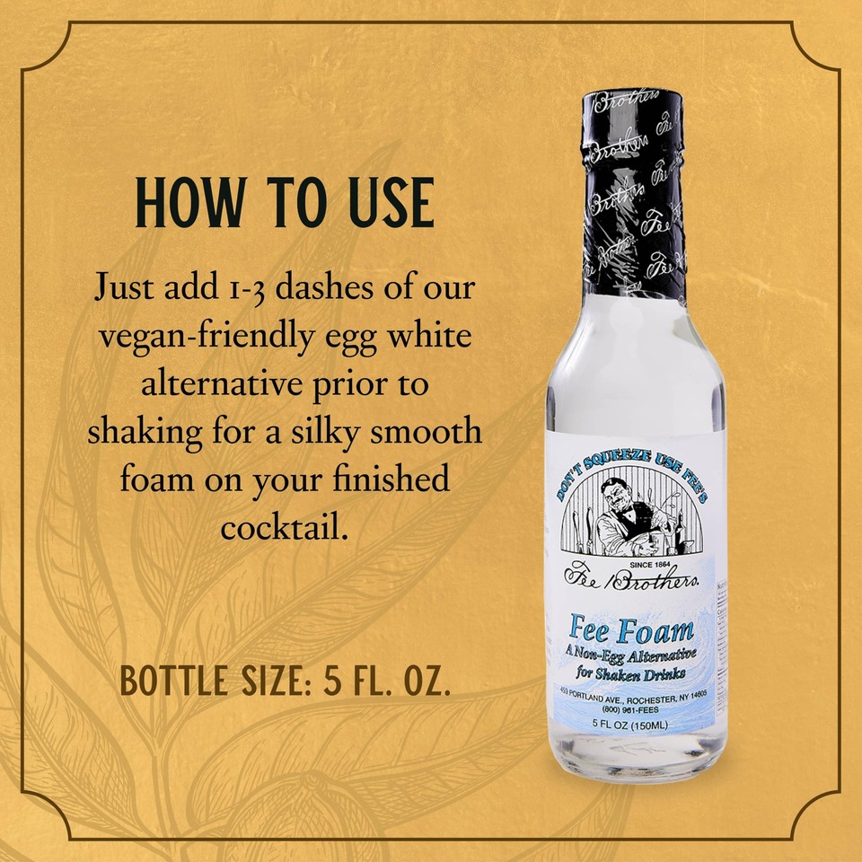 Fee Brothers Fee Foam- Cocktail Foamer and Mixer, Egg Subst Gluten Free ...