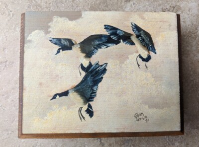 Wooden Canadian Geese Jewelry Storage Box Men's Lodge Cabin Hunting | eBay