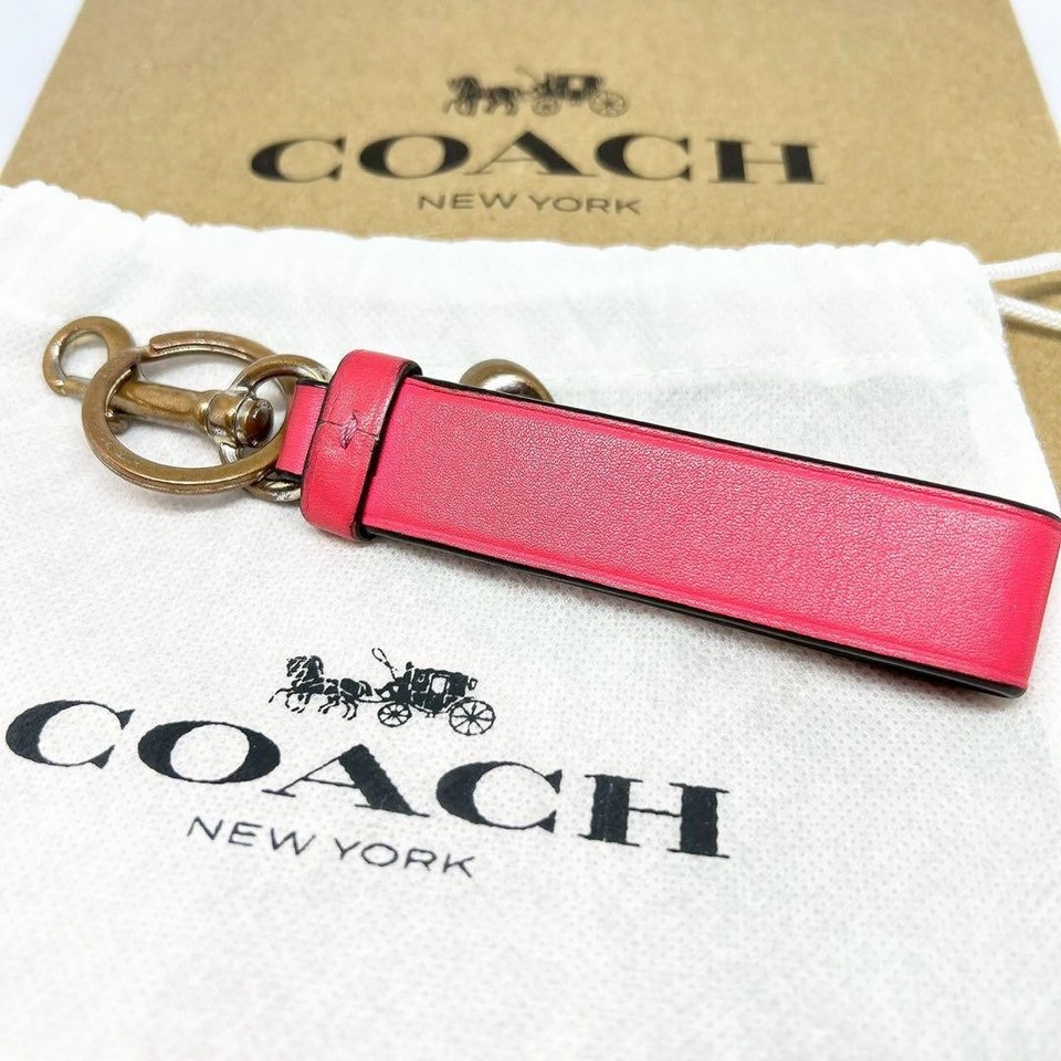 COACH C Logo Signature Keychain Bag Charm Key Ring Pink | eBay