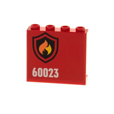 1x LEGO Panel 1x4x3 Red Sticker Fire Brigade Logo 60023 Left Plate ...