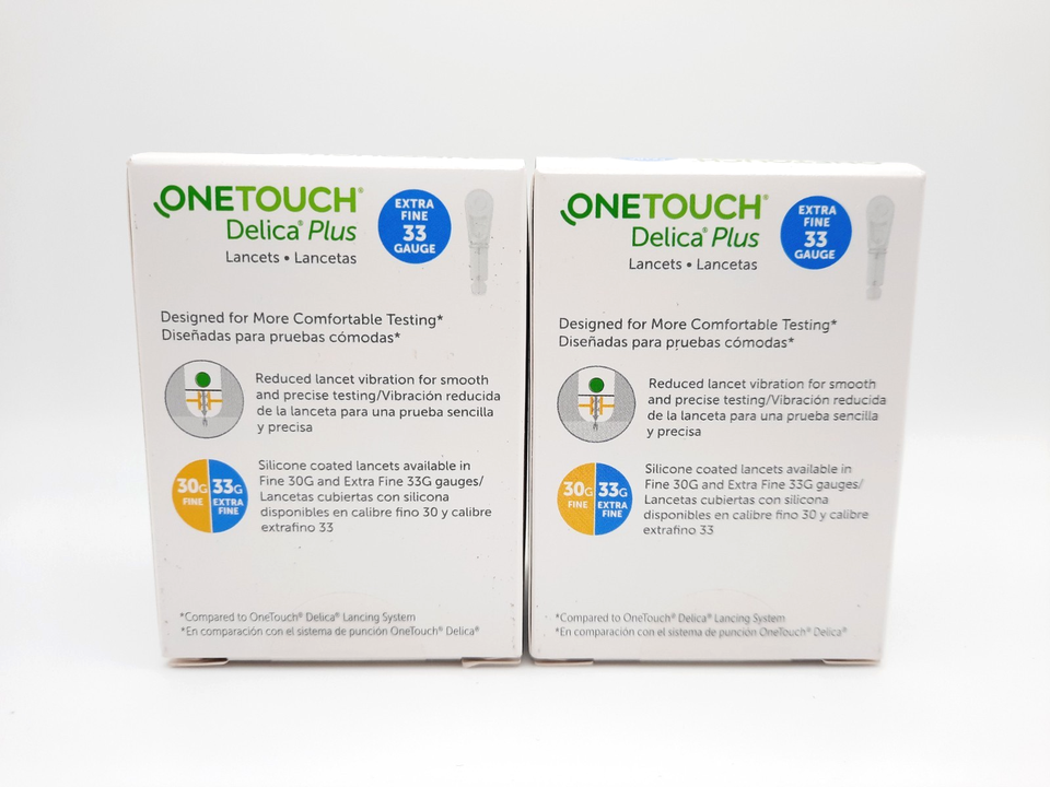 Lot of 2 OneTouch Delica Plus 100 Extra Fine Lancets Exp. 9/26 200 Total Lancets | eBay